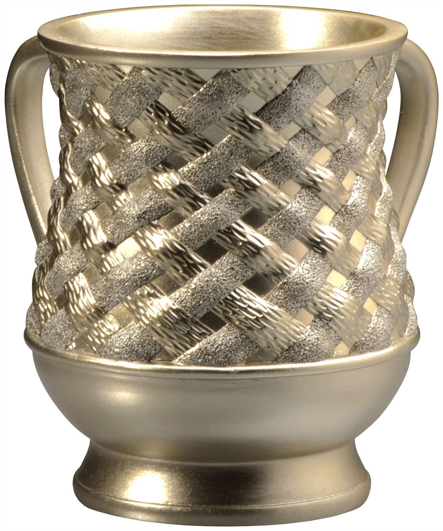 Two Handled Ritual Hand Washing Cup, Acrylic Gold Braid Design | Meir ...